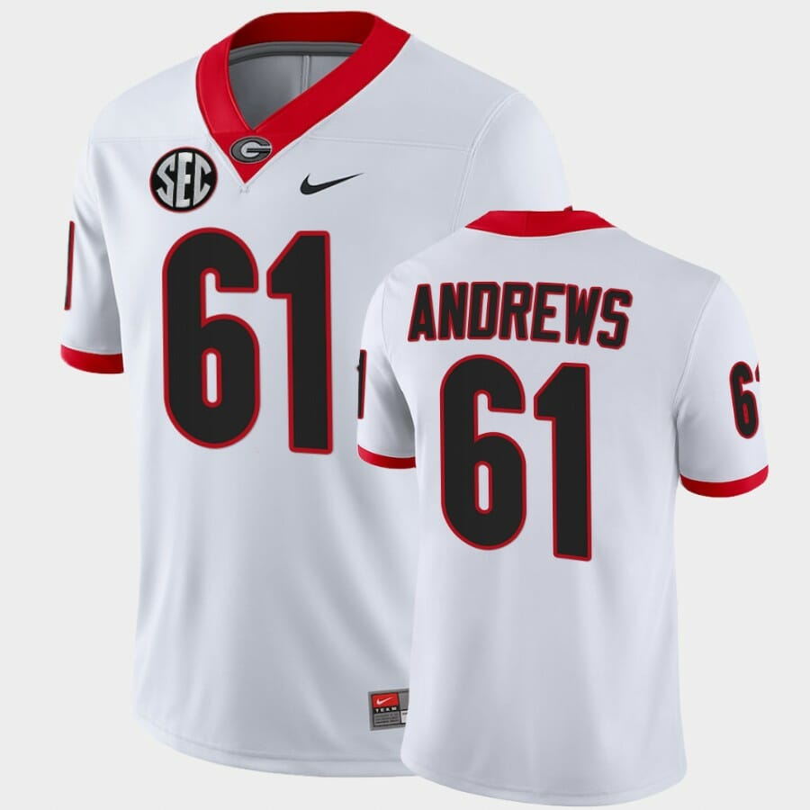Georgia Bulldogs #61 David Andrews White College Football Alumni Jersey ...