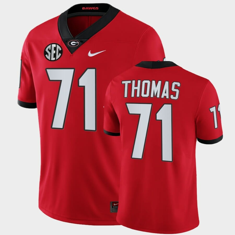 Georgia Bulldogs #71 Andrew Thomas Red College Football Alumni Jersey ...