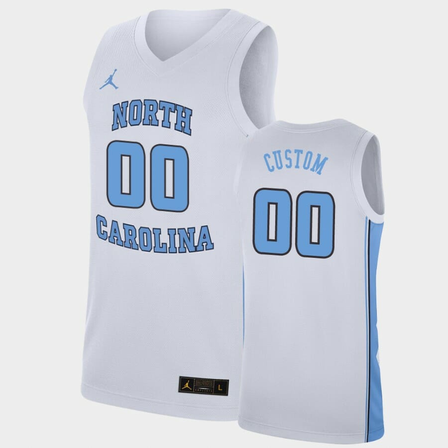 North Carolina Tar Heels Custom Name Number White College Basketball ...