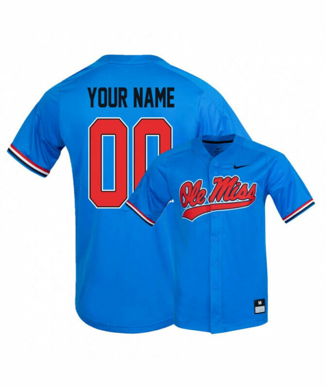 Ole Miss Rebels Blue Custom Name And Number College Baseball Jersey ...