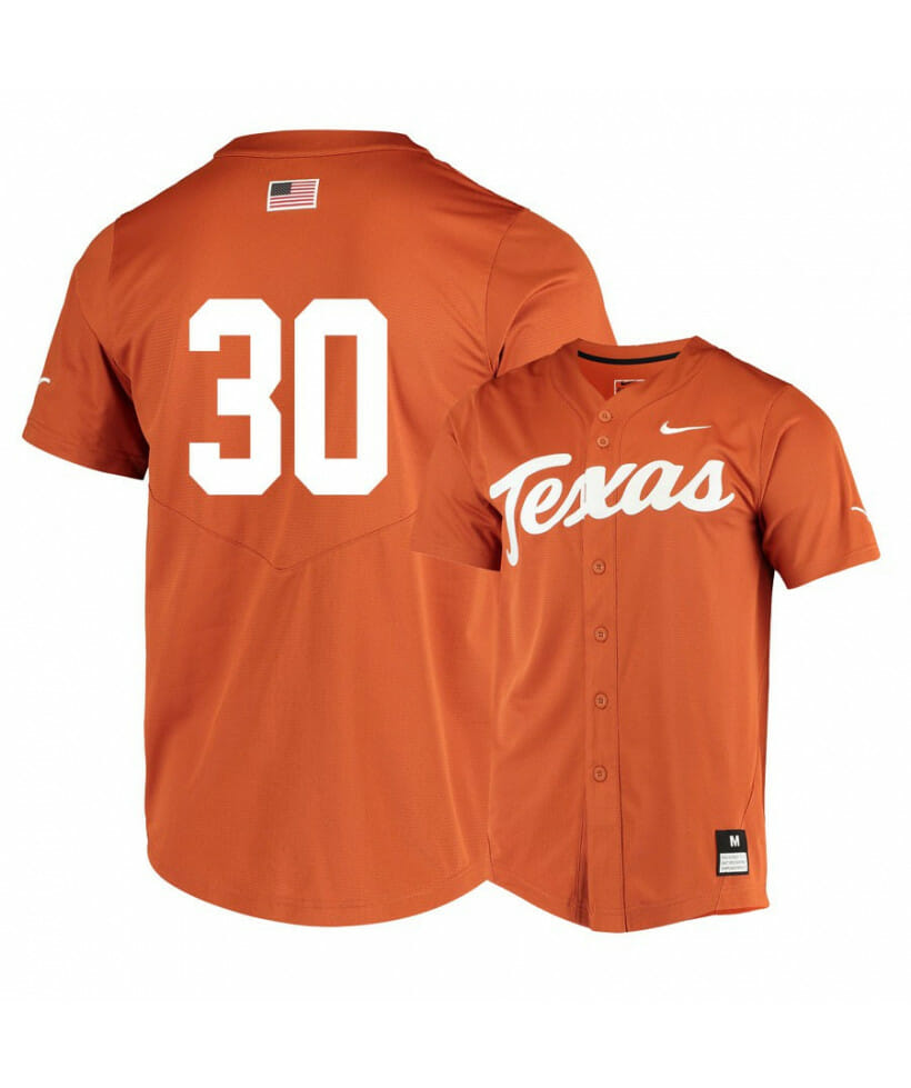 Texas Longhorns 30 Eric Kennedy Elite Orange College Baseball Jersey ...