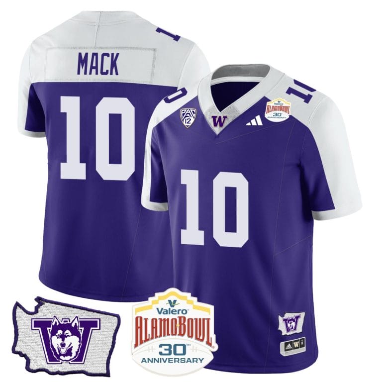 Austin Mack Jersey #10 Washington Huskies Alamo Bowl Patch Alternate ...