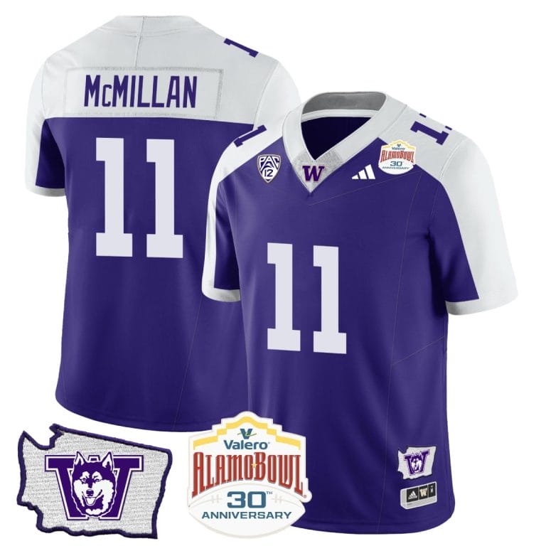 Jalen McMillan Jersey #11 Washington Huskies Alamo Bowl Patch Alternate ...